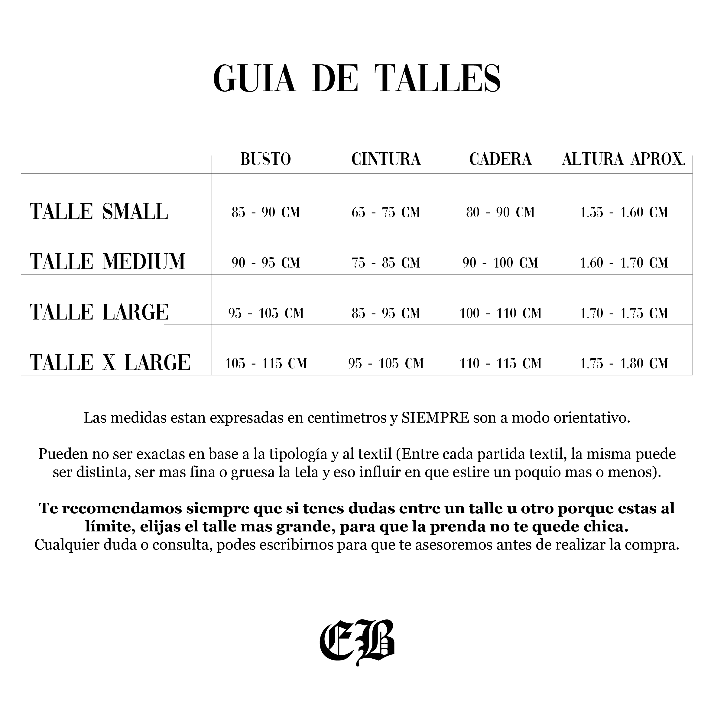 GUÍA DE TALLES